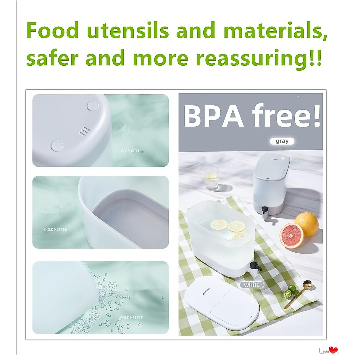 JADERY Plastic Drink Dispenser with Spigot, 1 Gallon Beverage Dispenser Cold Drink Container for Iced Tea