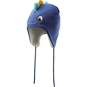 Brook + Bay - Sherpa Baby Animal Hats for Winter - Toddler Animal Ear Hat, Baby Hat Animal Ears, Baby Winter Hat for Boys and Girls - Blue Dinosaur