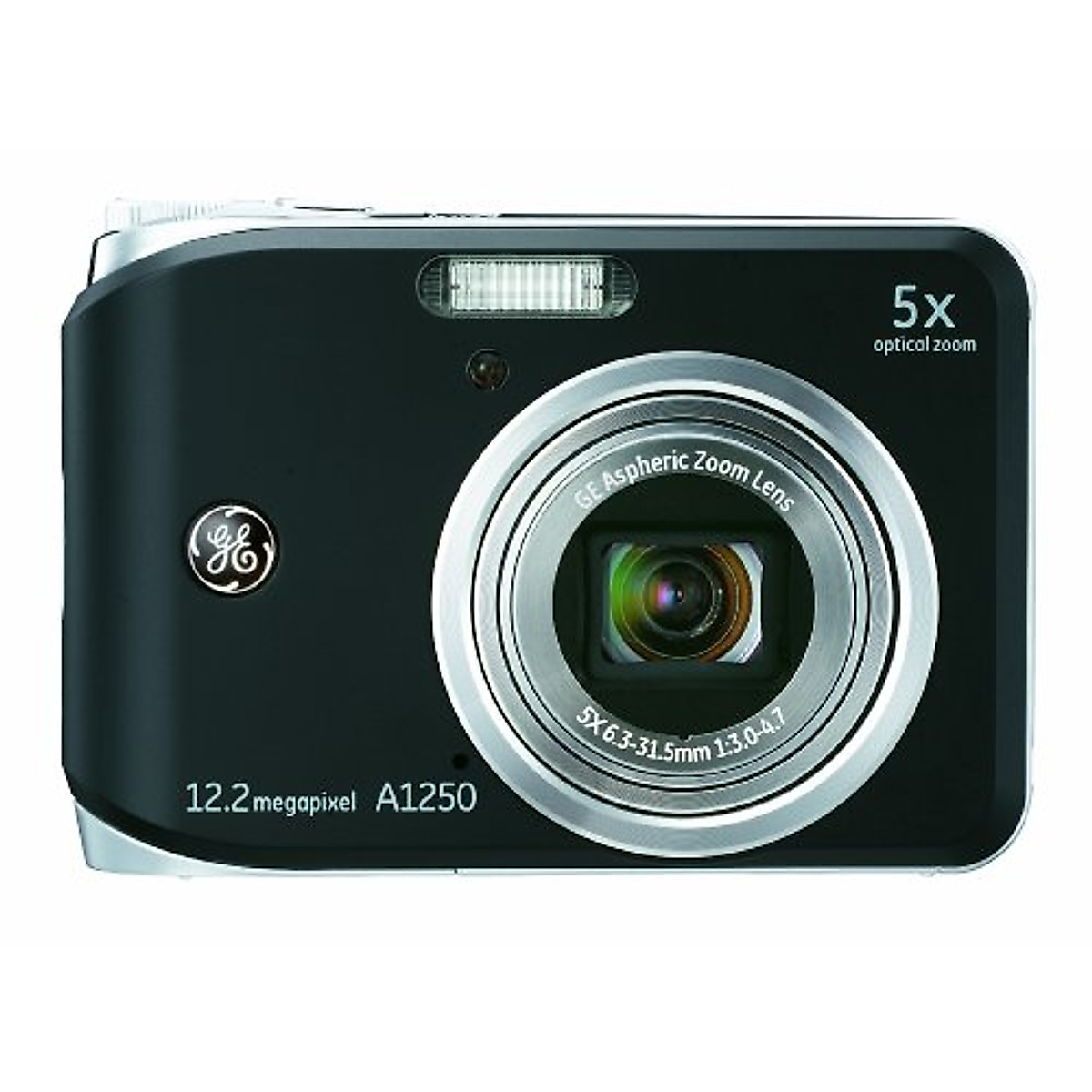 GE A1250-BK 12MP Digital Camera with 5X Optical Zoom and 2.5 Inch LCD with Auto Brightness - Black