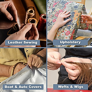 Mandala Crafts Tex 70 Bonded Nylon Thread for Sewing - 1500 YDs T70 Heavy Duty Black Nylon Thread Size 69 210 D Upholstery Thread for Leather Jeans Weaving