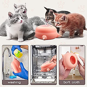 oADANNUo Puppy Milk Feeder with 4 Nipples Silicone Milk Feeding Bowl Puppy Kitten Nursing Station for Feeding Small Newborn Pets Within Two Weeks