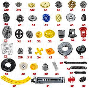 Habow 162pcs Technic-Parts Gears-Axle-Pin-Connector Compatible with Lego-Technic, Gear box Technic Cam Differential Engine Kit. MOC-Replacement-Pieces