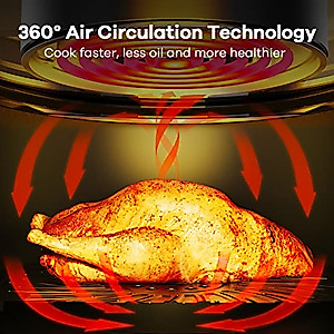 WELOV Air Fryer 8 Quart 50 Pre-Programmed Recipes for Quick Easy Family Meals, Visible Cooking Window, Easy to Clean Non-Stick, Dishwasher Safe, DIY Custom Temp & Time, Black