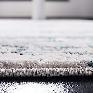 SAFAVIEH Amalfi Collection 8' x 10' Cream / Turquoise AMF572B Modern Abstract Distressed Area Rug