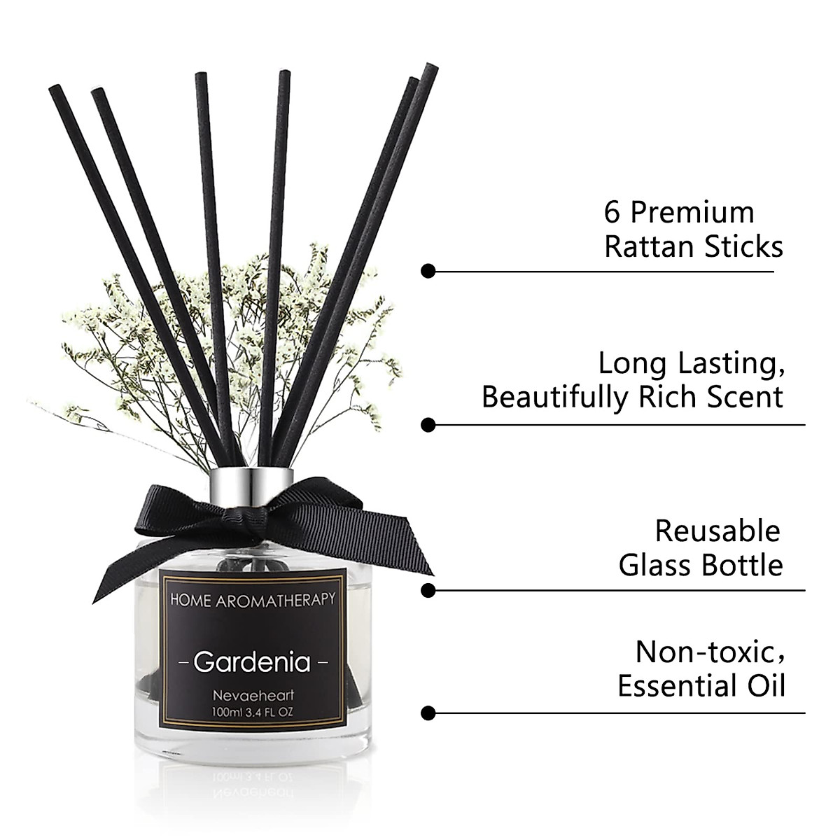 NEVAEHEART Diffuser Set,Parisian Garden Diffuser Gifts for Women,3.4oz(100ml) Diffuser with Sticks, Home Fragrance Diffuser for Living Room, Office & Bathroom Shelf