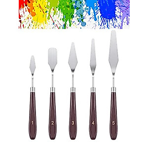 5 PCS Painting Knives Stainless Steel Spatula Palette Knife Oil Painting Accessories Color Mixing Set for Oil, Canvas, Acrylic Painting