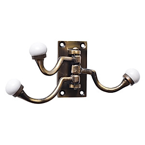 IndianShelf Decorative Swivel Wall Hooks Iron Ceramic Antique Foldable Coat Hooks for Hanging 3 Prong Folding Vintage Towel Holder Tri Arm Robe Hook Unique Hat Purse Hanger