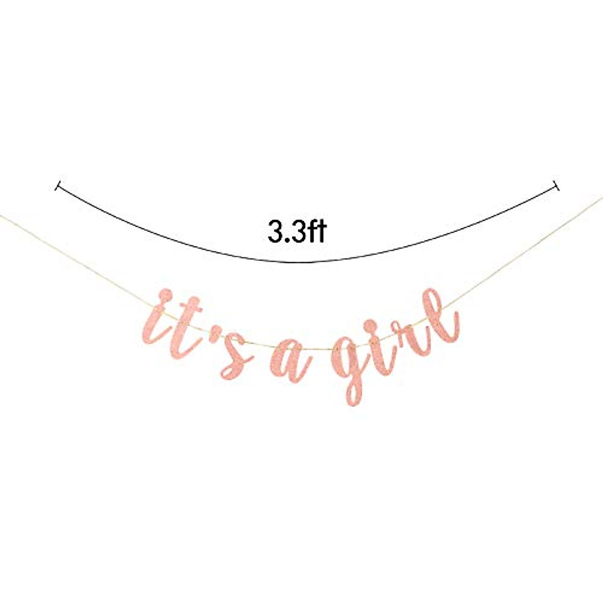 Rose Gold Glitter It's A Girl Banner, Baby Shower Baby Girl Party Pregnant AF Baby 1st 2nd Birthday Party Decorations Party Supplies