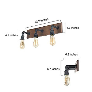 LNC Bathroom Light Fixture, Farmhouse 3-Light Vanity Lights, Wall Sconce Black Wall Lamp Industrial Bathroom Wall Lighting