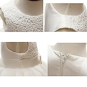 Coozy Toddler Baby Girl Dress Princess Christening Baptism Gowns Pageant Bow Formal Dresses (Ivory, 12M/12-15months)