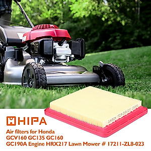 Hipa 17211-ZL8-023 Air Filter for Honda GCV160 HRX217 HRR2169VKA GCV190 HRR216 GC190 GC160 HRX217VKA HRR216VKA Husqvarna HU700F 7021P HU700H TB130 Lawn Mower (6Pack)