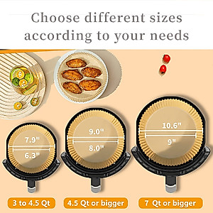 Air Fryer Parchment Paper, Non-stick Liners, Baking Paper for Air Fryer, Disposable Paper, Oil-proof, Water-proof（50PCS,7.9 Inches, Natural)