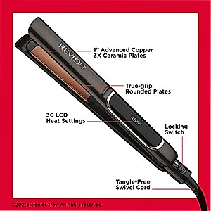 Revlon Copper Smooth Hair Flat Iron | Frizz Control for Fast and Shiny Styles, (1 in)