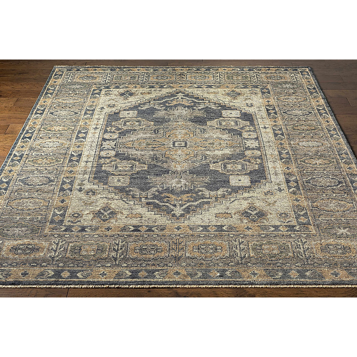 Hauteloom Huntspill Wool Living Room, Bedroom Area Rug - Traditional - Black, Charcoal, Peach - 8' x 10'