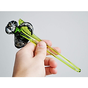 Black Glass Iris with White Spots Flowers Figurine Blown Iris Flower Iris Sculpture Art Glass Iris Flower Murano Long Stem Iris Flowers Garden Iris Ornaments