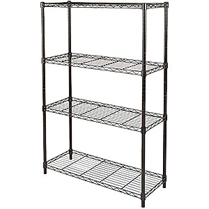 4-Shelf Adjustable, Heavy Duty Storage Shelving Unit (350 lbs Loading Capacity per Shelf), Steel Organizer Wire Rack, Black (36L x 14W x 54H)