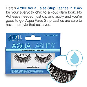 Ardell Aqua False Strip Lashes 345, Water Activated Fake Lashes, Eye Makeup Enhancement, No Lash Glue Required, 4 Pack