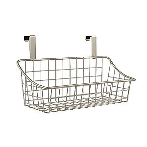 Spectrum Diversified Grid Storage Basket, Over The Cabinet, Steel Wire Organization Under Sink Kitchen & Bathroom, Small, Satin Nickel PC