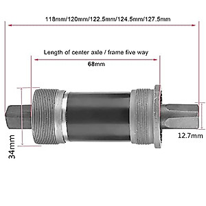 VGEBY1 Bike Bottom Bracket Square Hole Crank Axis, Middle Mountain Bike Center Shaft for Square Tapered Spindle Crank(68X122.5L) Bottom Bracket 68Mm Bottom Bracket