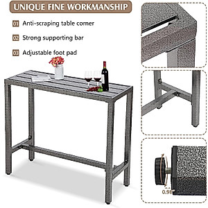 ONLYCTR Outdoor Bar Table, Patio Counter Height Bar Table, 40" Rectangle Bar Table for Patio, Garden, Yard, Balcony, Poolside (Gray)
