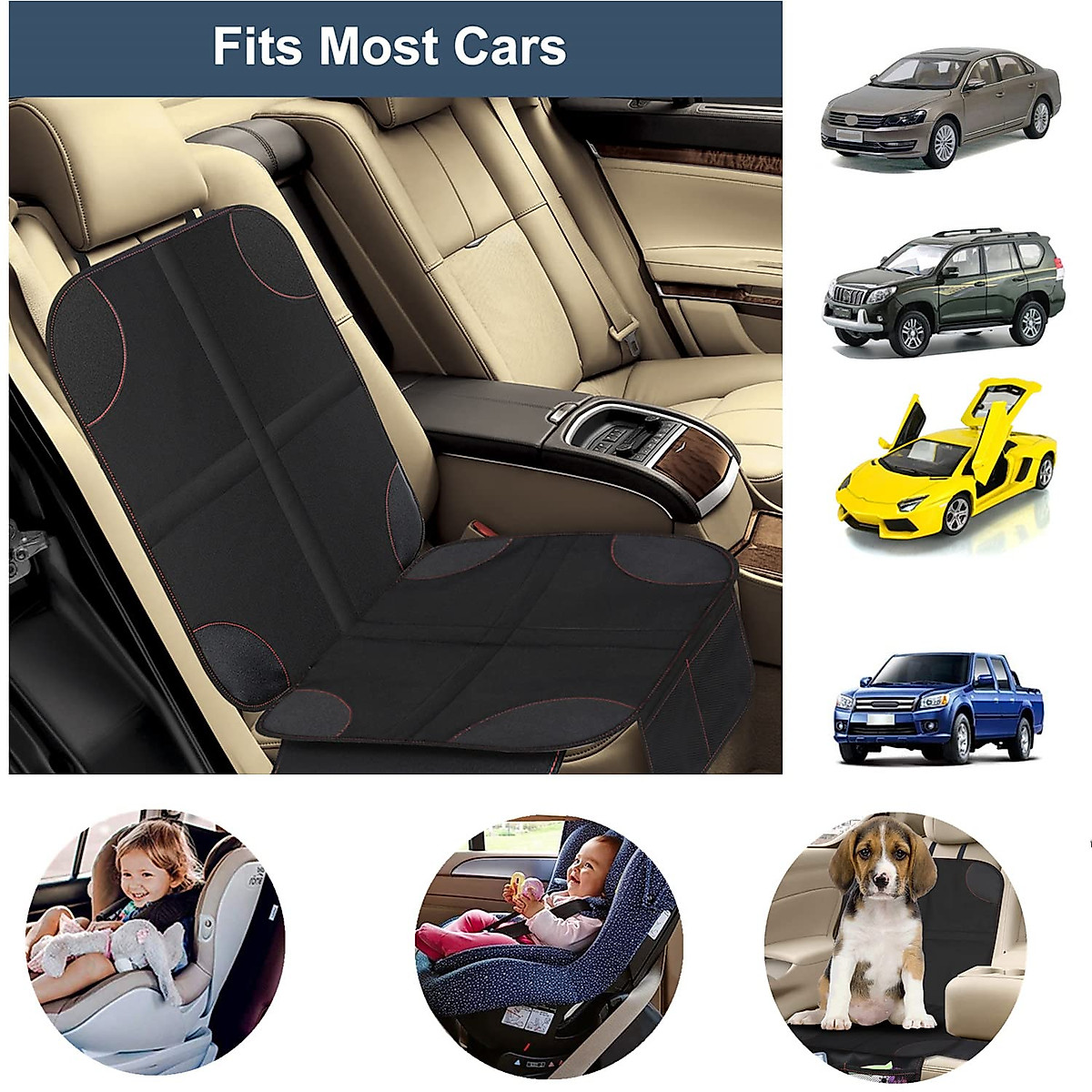 Car Seat Protector,Baby Kids Protection Cushion,Car Seat Protector Under Car Seat, Thickest Non-Slip Car Seat Protector for Baby/Child Car Seat, for Baby and Pet Car Seat Protection Cushion (2-Pack)