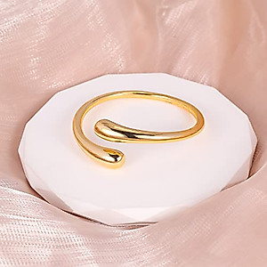 WOWORAMA Gold Cuff Bracelets for Women 18K Gold Plated Teardrop Chunky Open Cuff Bangle Bracelets Simple Polished Gold Wrist Cuffs Bracelet Fashion Jewelry Gifts