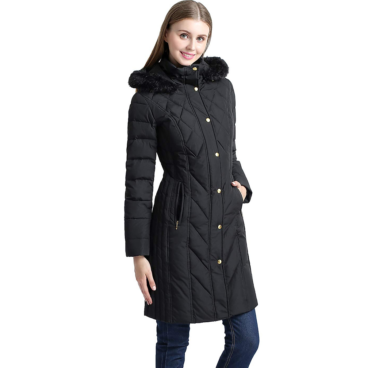 BGSD Women Addi Waterproof Hooded Long Down Parka Coat Novelty Winter Jacket Black X-Large