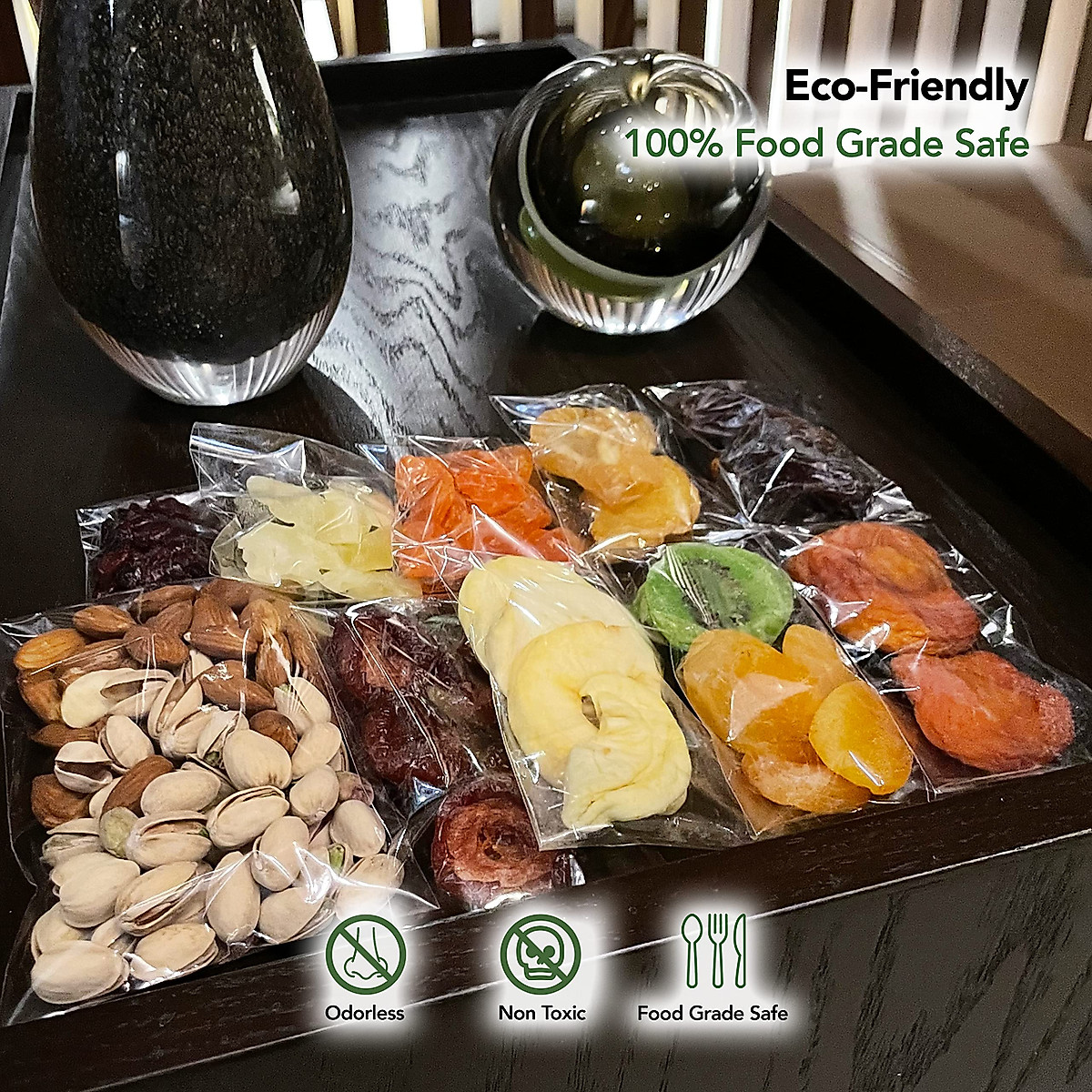 Seal Fresh Cello Bags – Bundle S Variety Pack – 4 Assorted Combo Sizes (600 Count) – 2x3 Inches (200), 3x4 Inches (200), 3x5 Inches (100), 4x6 Inches (100) – Clear Plastic Resealable Self-Adhesive Sealing Reclosable Cellophane Baggies – For Snacks, Cookie