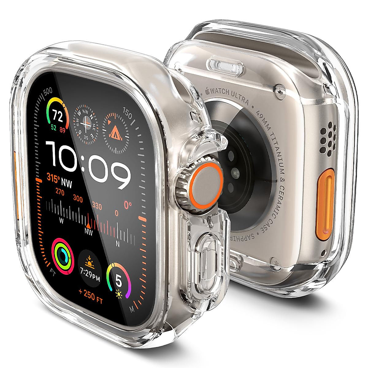 Spigen Ultra Hybrid Designed for Apple Watch Ultra 2/1 49mm Case with Full Coverage Screen Protector - Crystal Clear