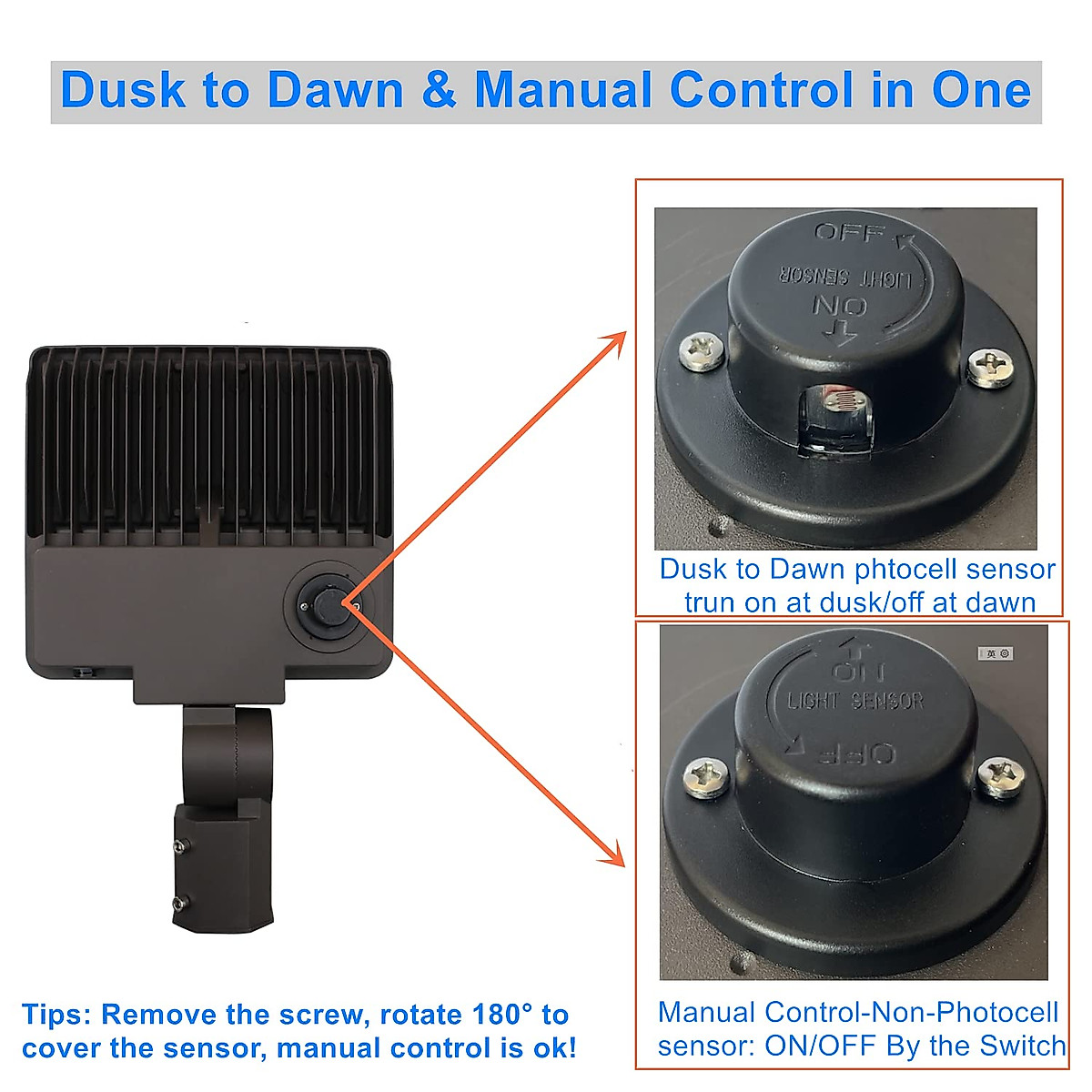 ECCFUTLL 150W Outdoor LED Parking Lot Light with Slipfitter Mount, 5000K LED Area Light with Dusk to Dawn Photocell, 100-277V 21000LM[400-500W HPS/HID Equiv] ETL LED Commercial LED Flood Light
