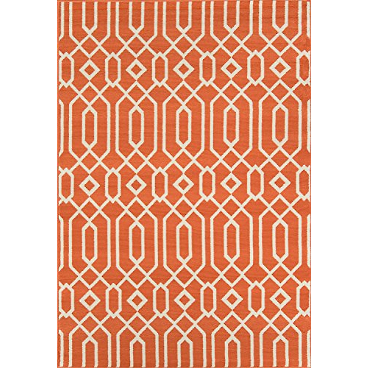 Momeni Rugs , Baja Collection Contemporary Indoor & Outdoor Area Rug, Easy to Clean, UV protected & Fade Resistant, 3'11" x 5'7", Orange