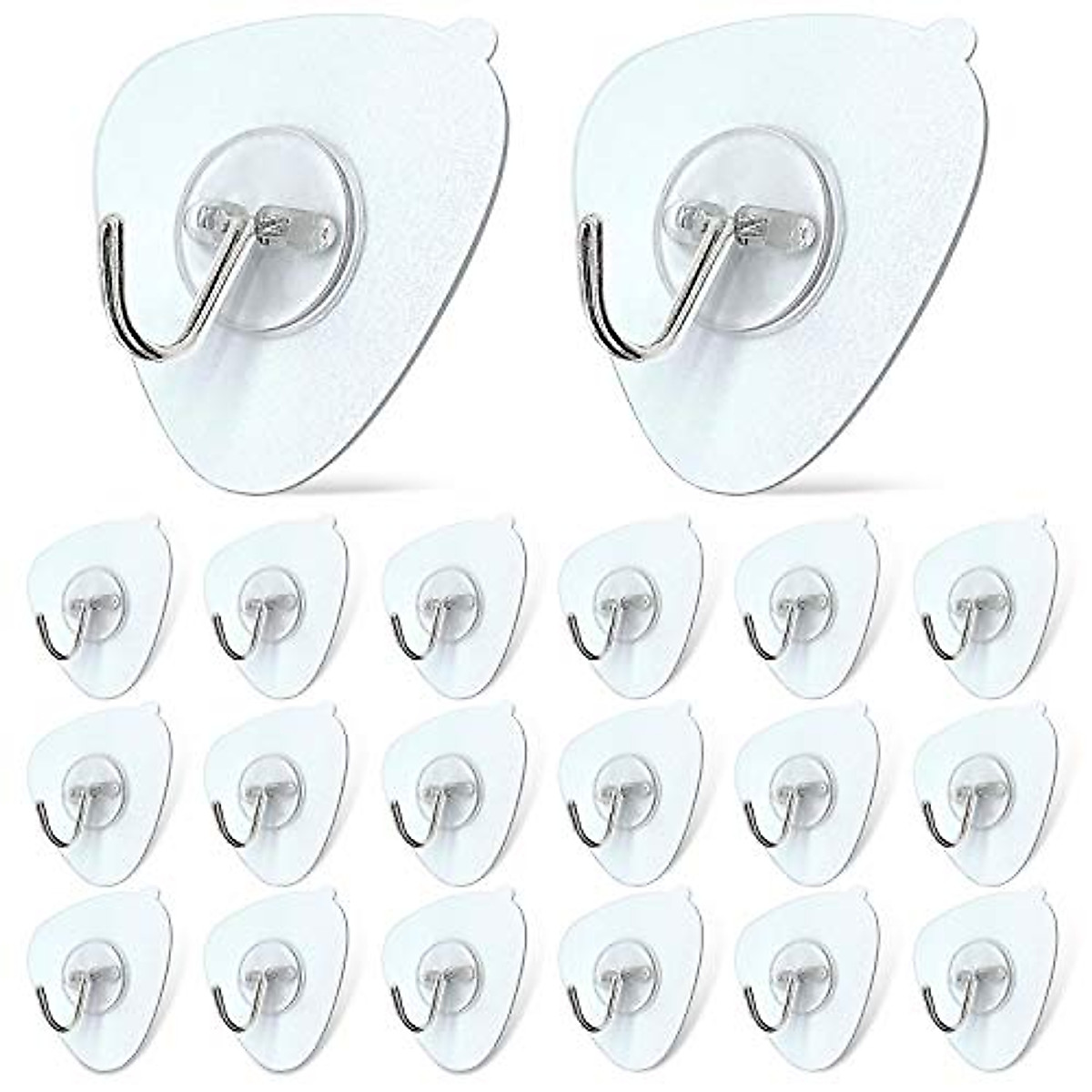 DSMY 20PCS Triangle Self Adhesive Hooks for Hanging Heavy Duty 55 lbs Seamless Sticky Wall Hooks for Hanging Keys Bathroom Shower Outdoor Kitchen Door Home Waterproof
