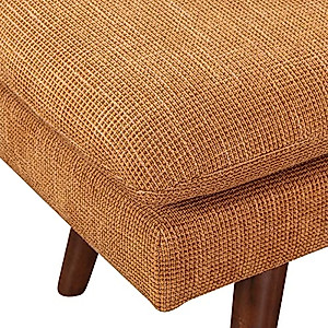 OSP Home Furnishings Amanda Mid-Century Modern Upholstered Bench with Solid Wood Tapered Legs, 54-inches, Rust Orange Fabric