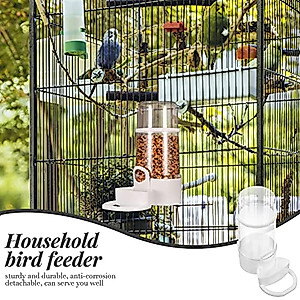 POPETPOP 2Pcs Automatic Bird Feeder, Bird Water Bottle Drinker Bird Cage Water Dispenser Clear Food Dispenser Container Set Hanging in Cage for Parrots Budgie Cockatiel Lovebirds