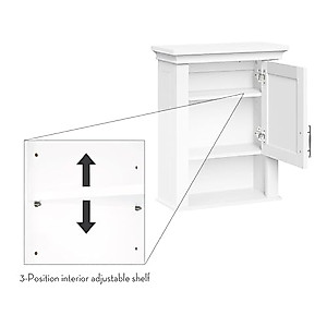 RiverRidge Somerset Single Door Wall Cabinet - Bathroom Medicine Cabinet with Inset Door, Coved Top Shelf, 2 Interior Shelves & Open Display Shelf – Elegant Bathroom Cabinet for Expanded Storage