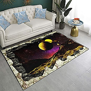 ELKEYE 3D Galaxy Nebula Outer Space Space Area Rug Boy Play Rugs Bedroom Living Room Kitchen Rug Throw Rug Yoga Mat, 2.5x4 Feet