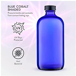 Blue Cobalt Glass Spray Bottles, 16-Ounce (2-Pack) Refillable Glass Sprayer Container with Durable Leakproof Trigger Sprayer Mist/Stream/Lock for Cleaning Products, Essential Oils, Aromatherapy, Water