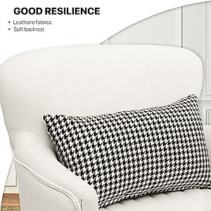 MoNiBloom Accent Chair Modern Armchair Single Sofa Chair with Lumbar Pillow, Mid Century Modern Comfortable Leatheraire Reading Chair for Living Room Bedroom, Metal Legs Back Club Arm Chair, White