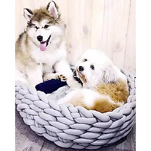 Velvet Chunky Yarn Bulky Giant Arm Knitting Yarn, Super Soft Tubular Weight Jumbo Yarn,DIY Crochet Hand Knitting Thick Yarn for Blanket,Pet Bed, Rugs Pillow,Handbag(2.2lb-Light Gray)