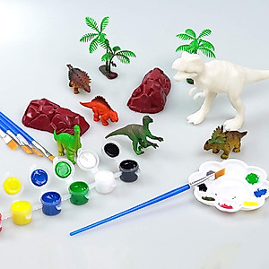 Painting Dinosaurs for Kids Paintable 3D Dinosaur Toys Kit Decorate Your Own Dinosaur Figurine DIY Arts Crafts Set for Boys and Girls Age 4 and Up, 64pcs Totally