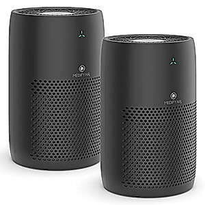 Medify Air MA-22 Air Purifier with H13 True HEPA Filter | 330 sq ft Coverage | for Allergens, Wildfire Smoke, Dust, Odors, Pollen, Pet Dander | Quiet 99.7% Removal to 0.1 Microns | Black, 2-Pack