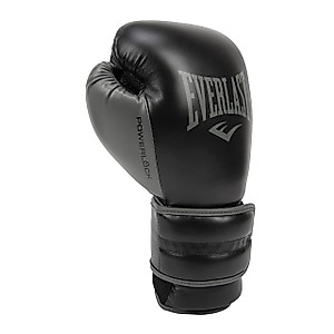 Everlast Powerlock 2 Hook & Loop Pro Training Gloves | Fight Training Gloves | Hook and Loop with Five-Layer Foam & Wrist Support | Heavy Bag & Fitness Training (Black/Gray,16Oz)