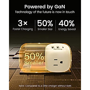 30W USB C Power Strip, Fast Charger with 3 Outlets & 30W PD Port, SUPERDANNY Mini Cube Charging Station with Flat Plug, 5 Ft Extension Cord, Travel Power Strip for Cruise, Dorm, Home, White