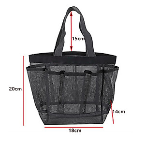 N-KONGJIAN Mesh Shower Caddy Basket for Bathroom, Beach, Swimming, Gym, Portable Shower Bag, Hanging Portable Toiletry Bag for Men and Women (Black)