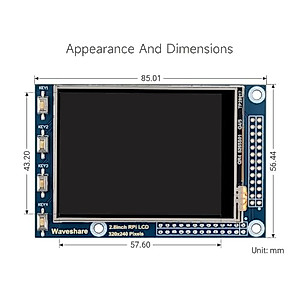 Waveshare 2.8inch Resistive Touch Screen TFT LCD, Compatible with Raspberry Pi 5/4B/3B/Zero/Zero W/Zero 2W/Pico/Pico W/Pico WH, 320x240 Resolution