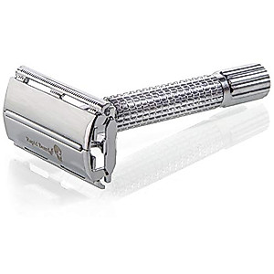 Shaving Kit for Men Wet Shave - Safety Razor with 10 blades, Shaving Badger Hair Brush, Sandalwood Shaving Soap Cream, Shaving Stand, Stainless Steel Bowl Mug, Canvas Dopp Kit - Gift Set