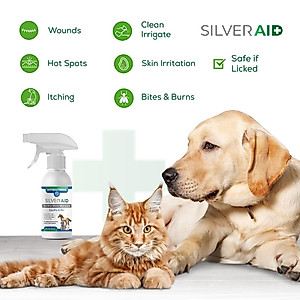 SilverAid Wound & Skin Spray, Patented Colloidal Silver Spray, Hot Spot Treatment for Dogs, Cats, Horses, Relief of Itching, Irritations, Burns, Minor Cuts, Coat Care, Vet Recommended, Made in USA