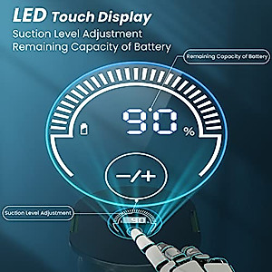 DevoacTech Cordless Vacuum Cleaner, Super Powerful Suction 33KPa Stick Vacuum 8 in 1, 265W Brushless Motor, Up to 45mins Runtime, LED Display Handheld Vacuum for Hard Floor Carpet Pet Hair -M100