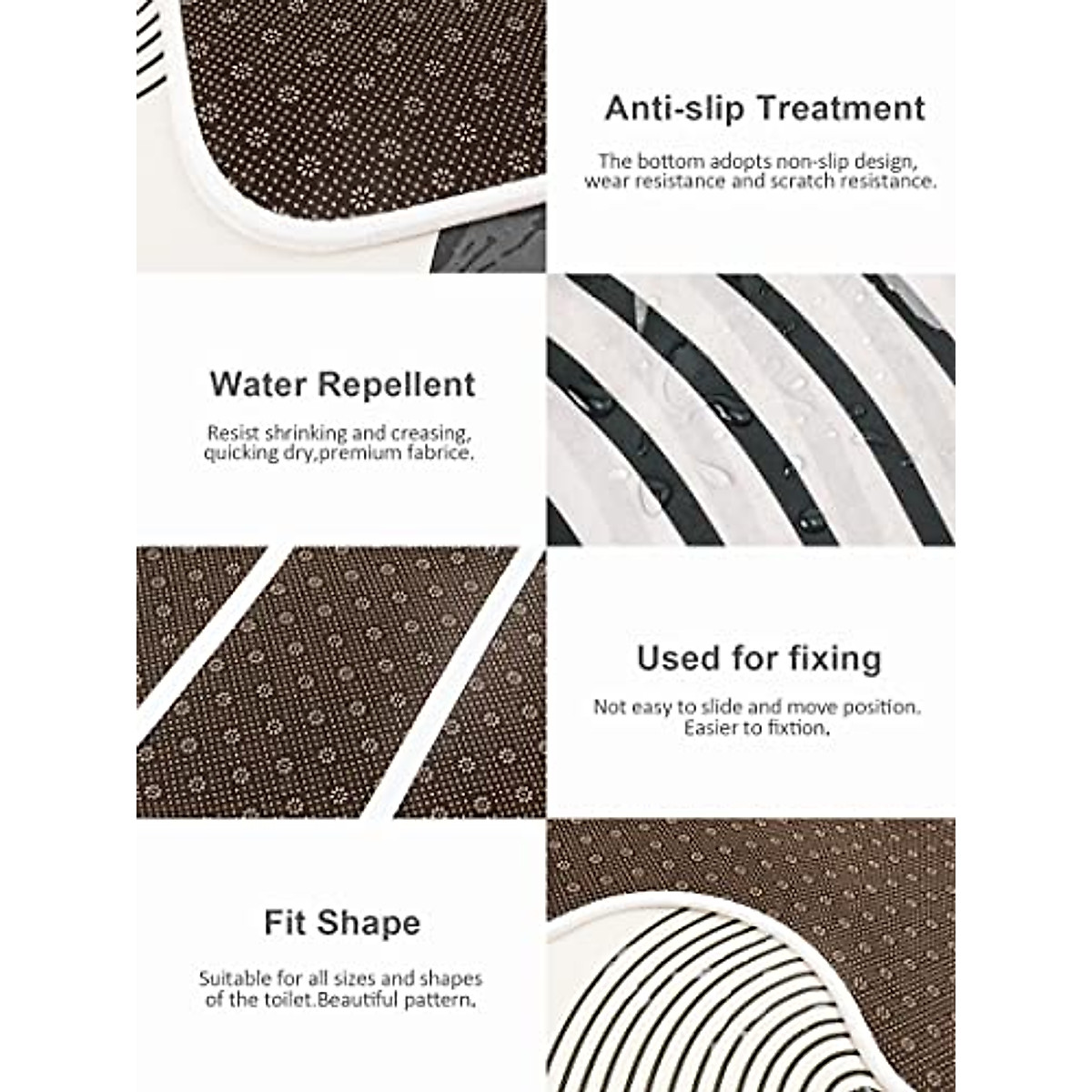 ZYLLGLOW Mid Century Modern Shower Curtain Brown Mid Boho Shower Curtain Set with Rugs, Abstract Black Bathroom Decor Accessories Bathroom Set with Shower Curtain and Rugs Curtain Set