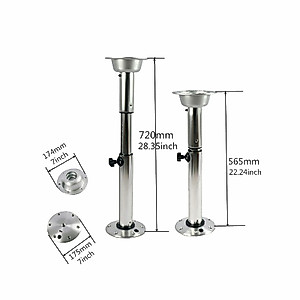 TOOL1SHOoo Adjustable Table Pedestal Stand Telescopic Furniture for Caravan Marine Boat Leg Aluminum Adjustable Table for Caravan Motorhome Marine Boat Pedestal Silver